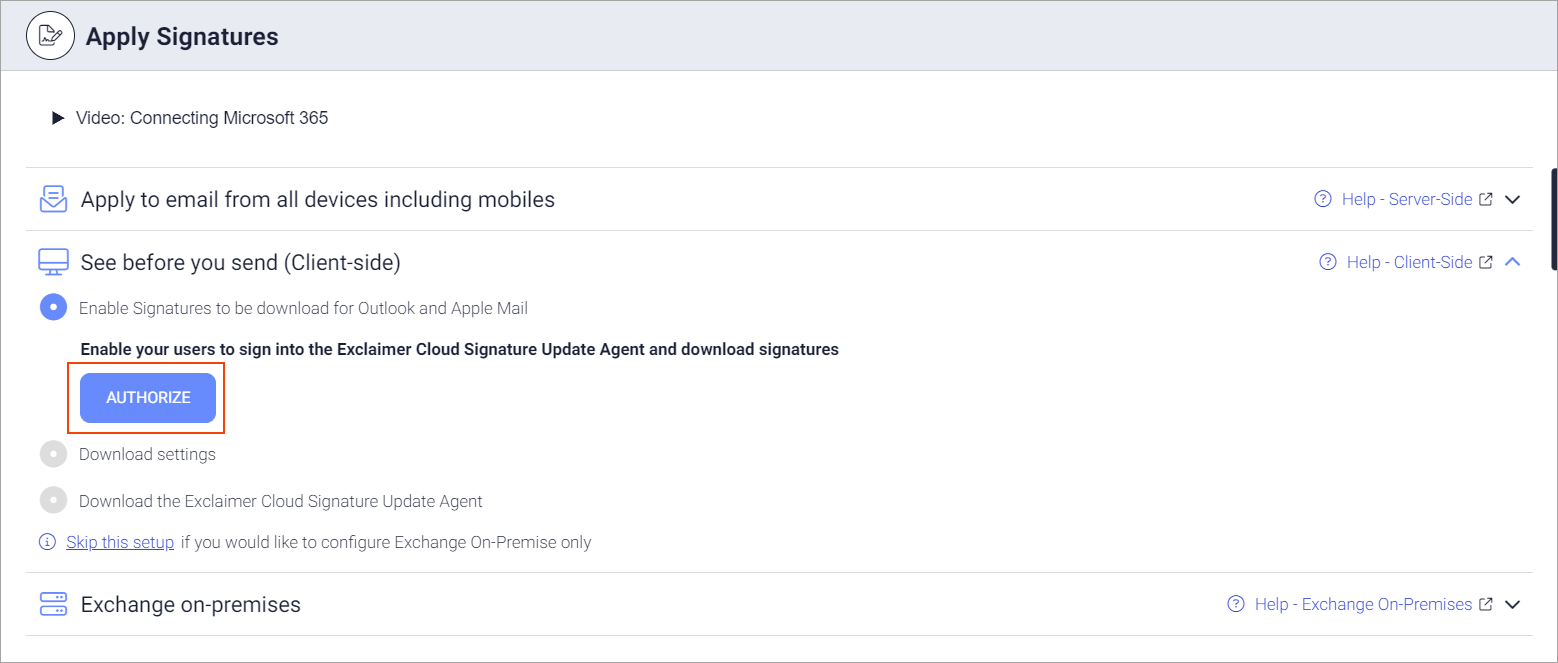 How to configure client-side signatures after the initial onboarding – Exclaimer Knowledge Base